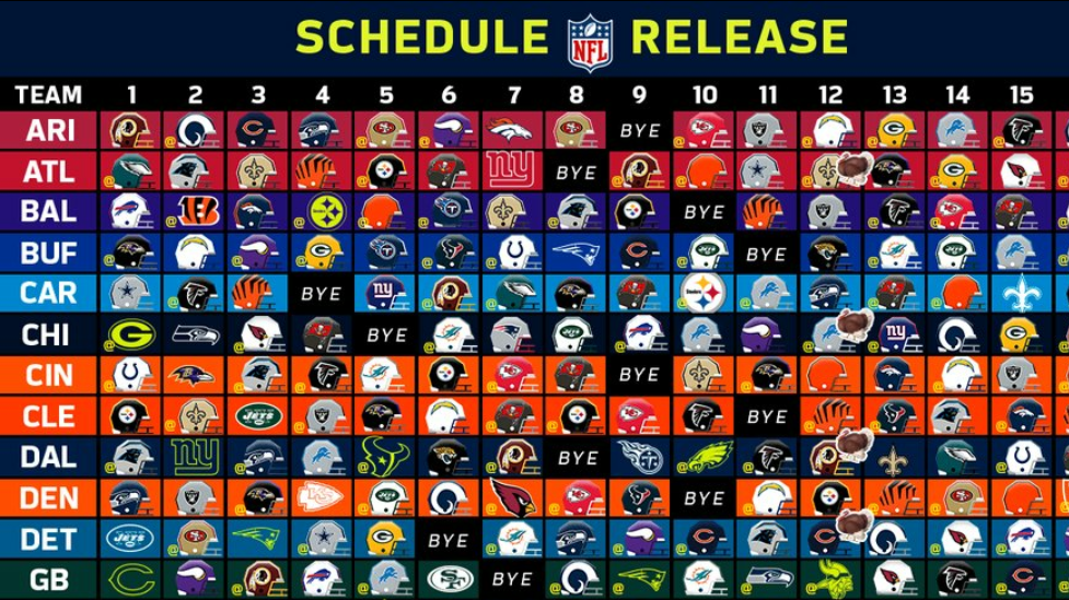 2018 NFL Schedule – DEREK SPAIN